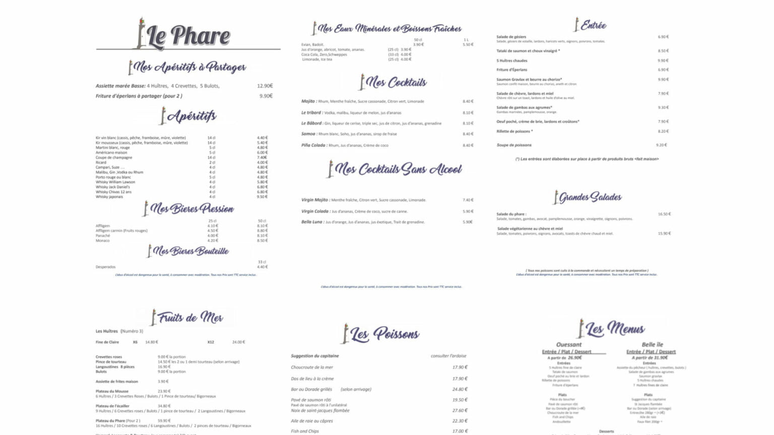 Le Phare Menu Prix & Carte France Mis à jour pour 2024