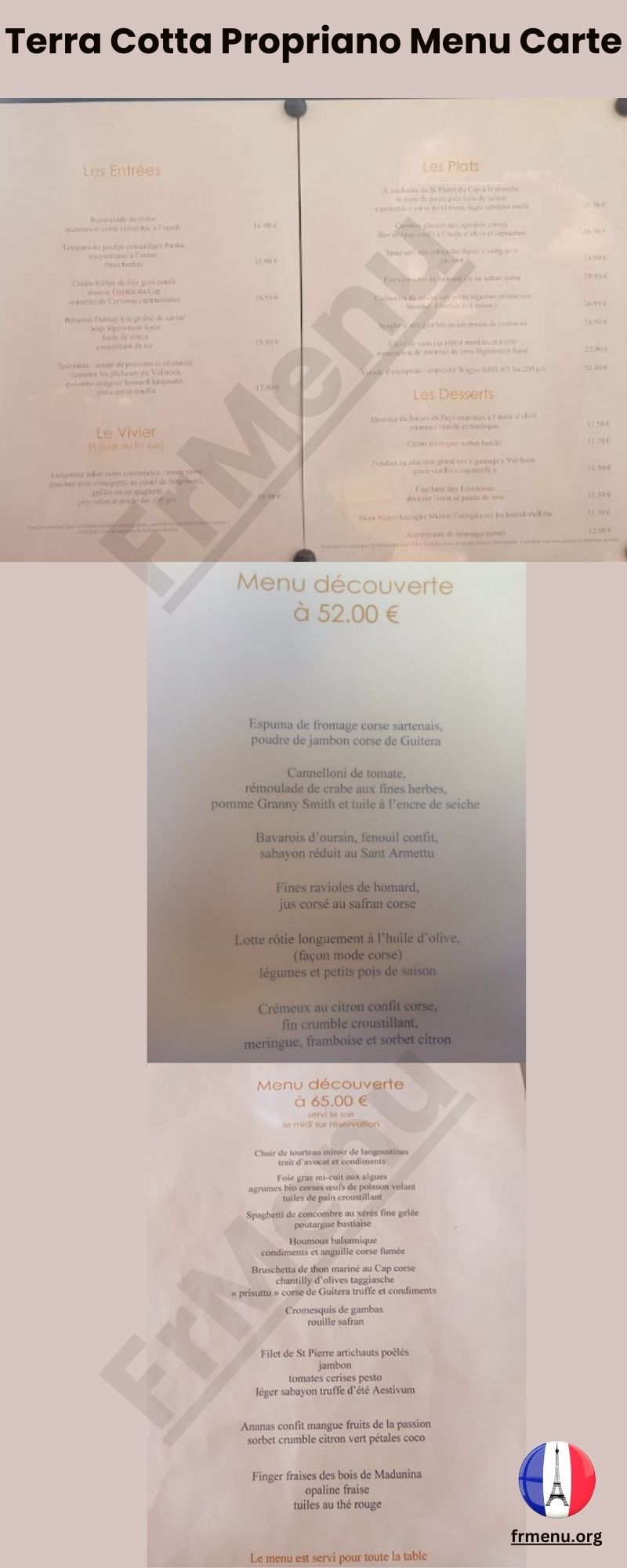Terra Cotta Propriano Menu Prix France 2024 et Photos