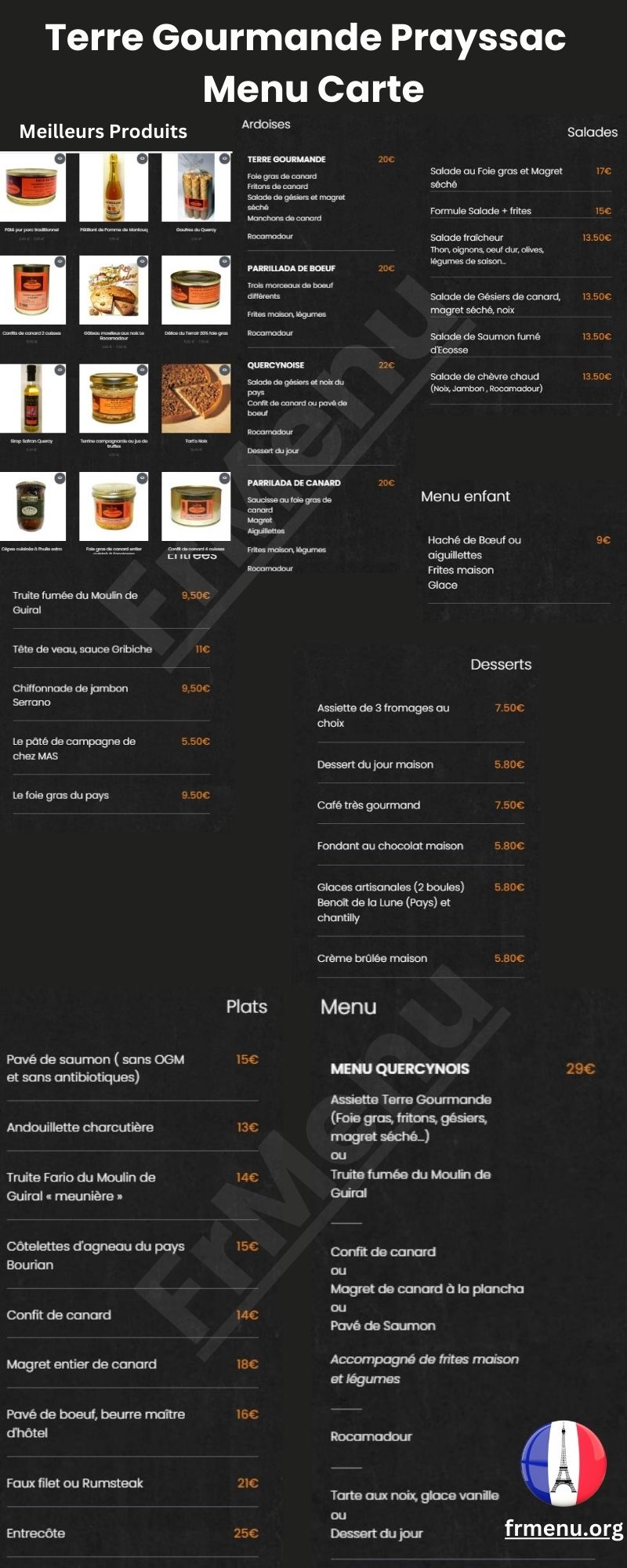 Terre Gourmande Prayssac Menu Prix France 2024 et Photos