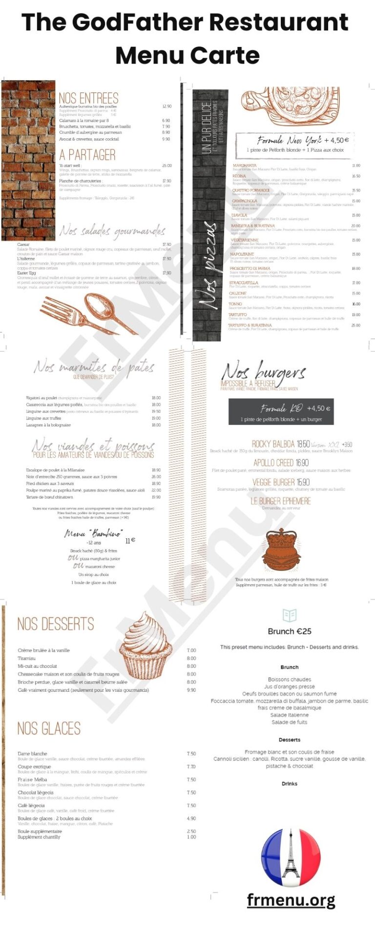 The GodFather Restaurant Menu Prix Paris 2024 et Photos