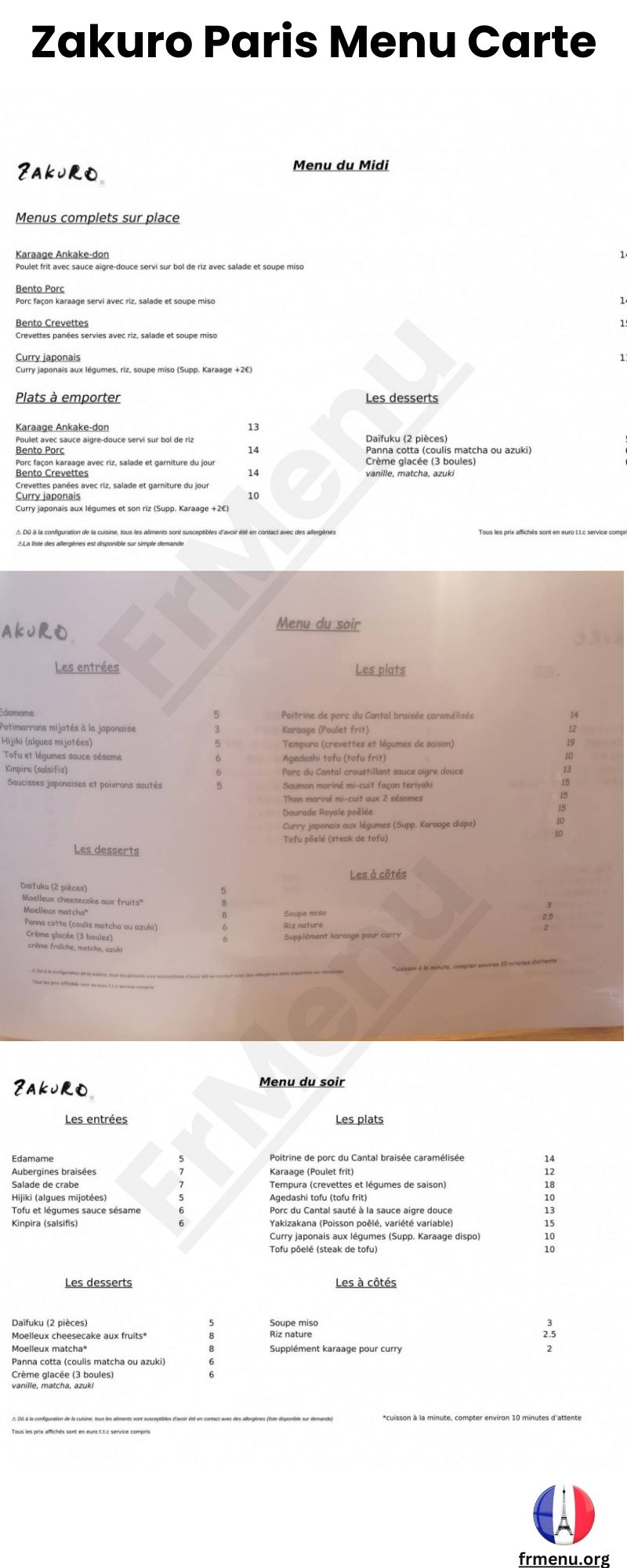 Zakuro Menu Prix Paris 2024 et Photos