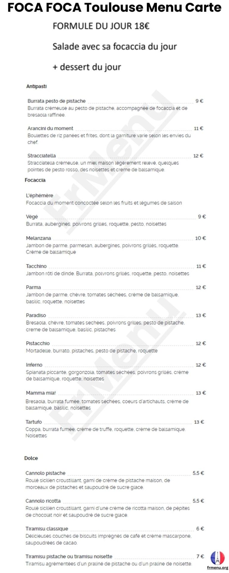 FOCA FOCA Toulouse Menu Prix 2024 et Photos