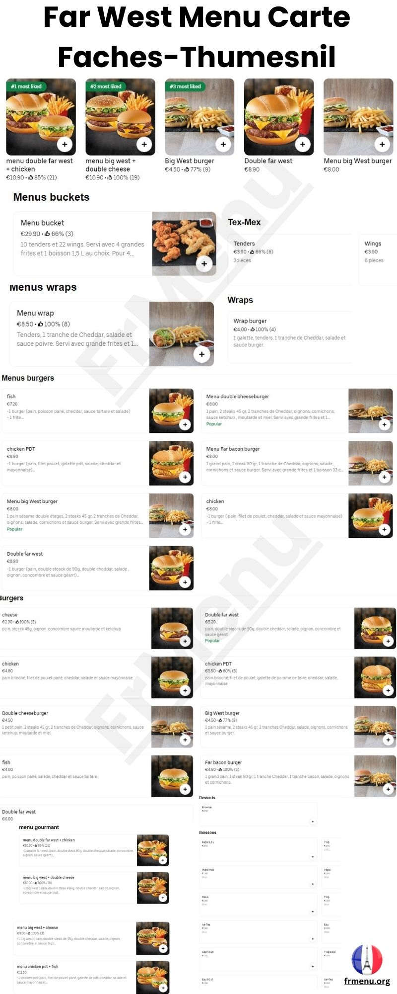 Far West Faches-Thumesnil Menu Prix 2024 et Photos